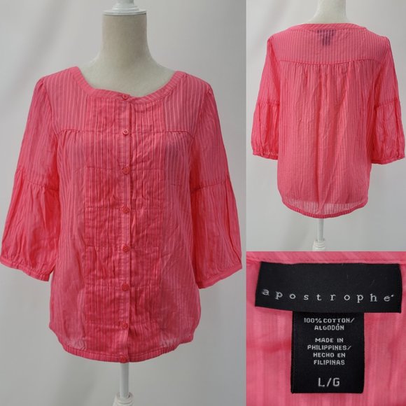 Apostrophe | Tops | Apostrophe Womens Large Pink Pleated Ruffles ...